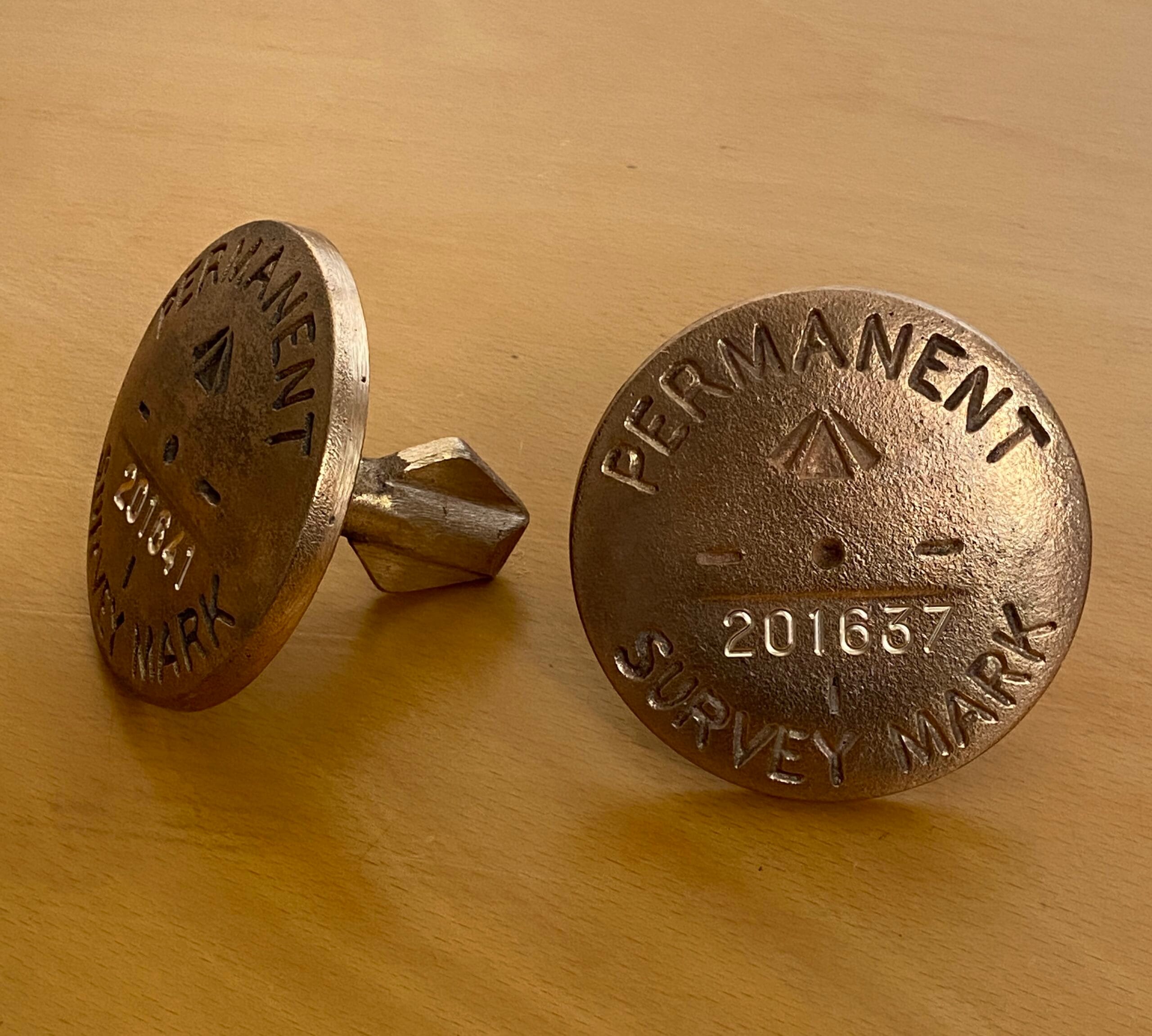 Brass Permanent Survey Marks - with fixed leg & QLD approved (DNRME)